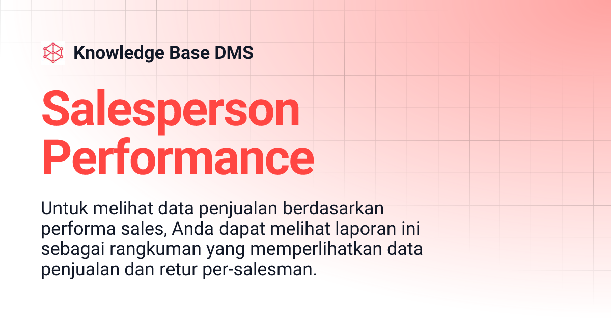 Salesperson Performance | Knowledge Base DMS