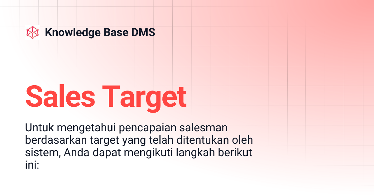 Sales Target | Knowledge Base DMS
